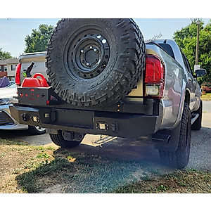 Ronghui Compatible with 2016-2023 3rd Gen Tacoma Rear Bumper with LED Lights and D-Rings and Tire Carrier