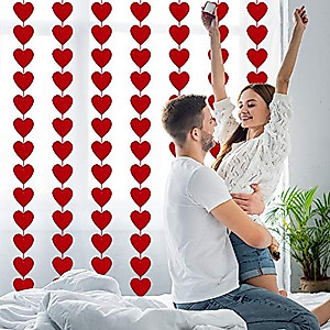 120 Red Hearts Felt Garland, NO DIY, Valentines Day Red Heart Hanging String Garland, Valentines Day Decor, Valentine Decorations Valentines Wedding Anniversary Birthday Party Supplies