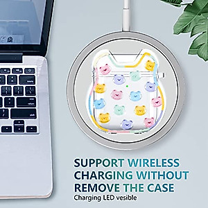 Cute AirPod Cases Korea Funny 3D Bear Design with Coloful Round Bead Bracelet Clear Soft Protective Cover Compatiable with AirPods 1st & 2nd Generation for Women and Girls