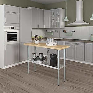 AmGood 18" x 48" Maple Wood Top Work Table with Adjustable Undershelf