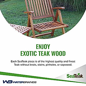 SeaTeak Avalon Multi-Position Folding Chair with Arms | Teak Folding Chair | Wooden Patio Chairs | Oiled Finish | 42" L x 23" W x 27" H