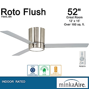 MINKA-AIRE Roto Flush 52" Hugger LED Ceiling Fan F644L-BN - Brushed Nickel