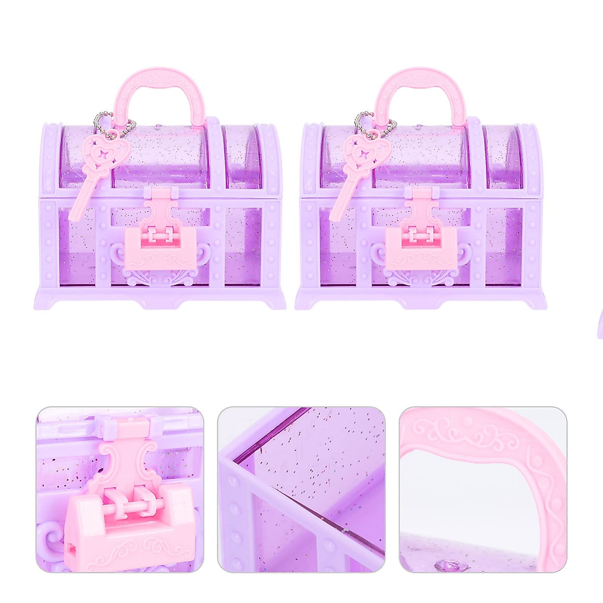 2pcs Box Treasure Chest Cosmetic Container Kids Jewelry Container Jewelry Organizer Toys for Girls Children Room Ornament Girls Bedroom Organizer Cosmetic Organizer