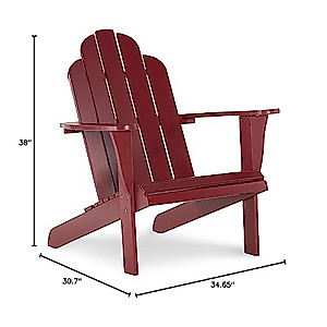 Linon Red Adirondack Chair, 30.4" W x 37.6" D x 37.8" H