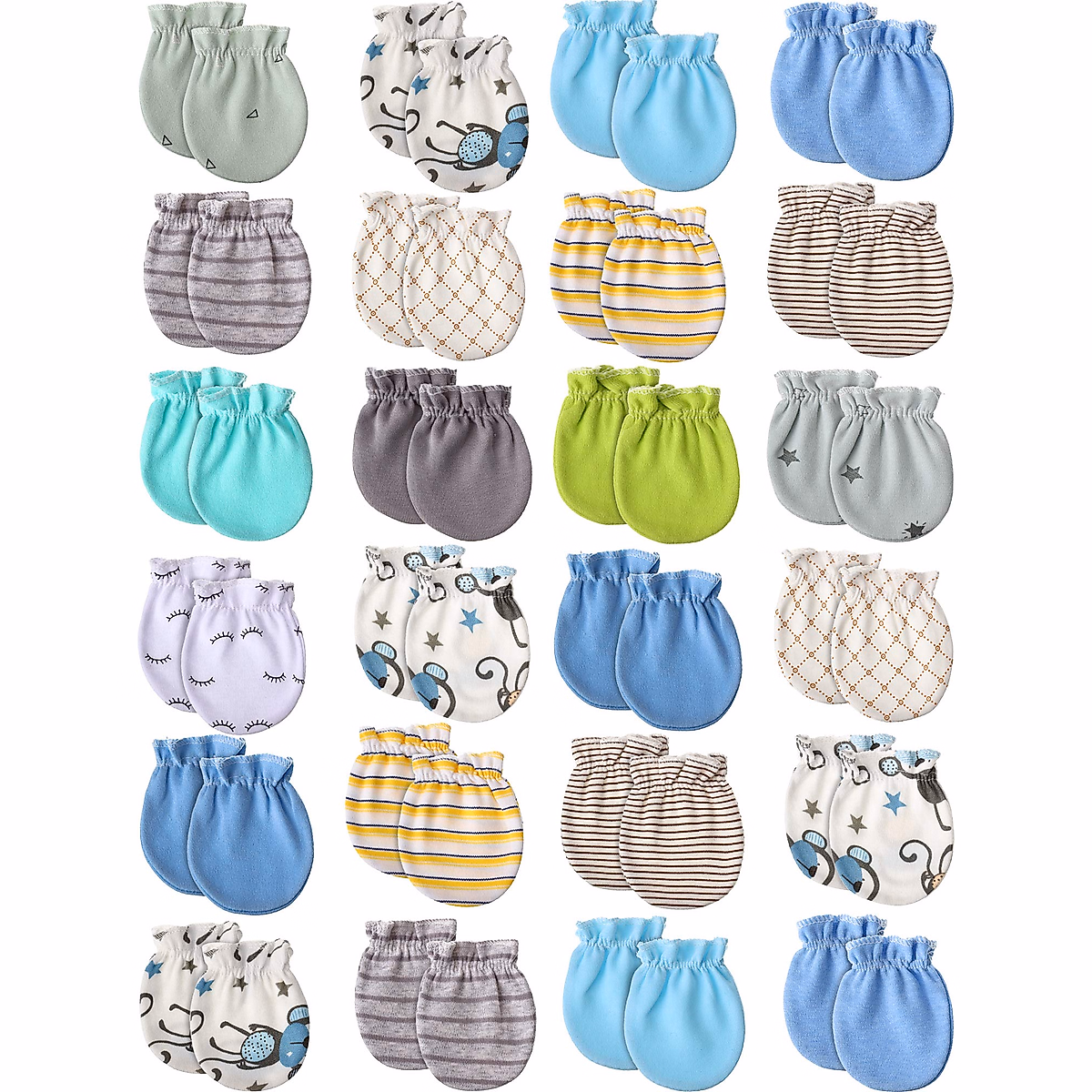24 Pairs Newborn Baby Mittens Unisex Cute Glove No Scratch Baby Mittens Gloves for 0-6 Months Boys Girls
