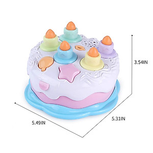 Kids Birthday Cake Toy for Baby with five Candles Music Pretend Play Cake for Toddlers