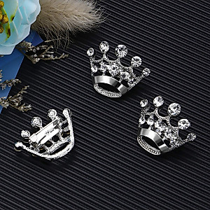 Tinksky 12pcs Fashion Diamante Wedding Party Pageant Tiara Crown Corsage Brooch Pin for Wedding Valentine's Day Gift DIY (Silver)