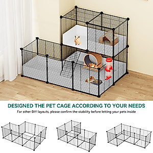 YITAHOME Guinea Pig Cage, Indoor C&C Small Animal Cage with Waterproof Plastic Liner, Loft and Partition for Bunny, Chinchilla and Hamster, Habitat Fence Playpen with 25PCS Pannels