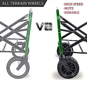 All Terrain Folding Beach Wagon with Canopy,Heavy Duty Collapsible Utility Wagon Transport Trolley,Outdoor Garden Wagon Portable Shopping Cart