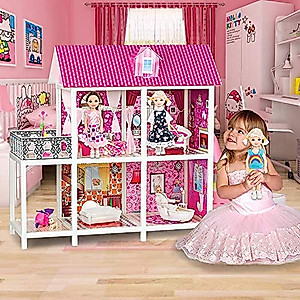 ONEST 10 Sets 5 Inch Dolls Mini Dolls Include 10 Pieces Girl Dolls, 10 Sets Handmade Doll Clothes, 10 Pairs of Doll Shoes