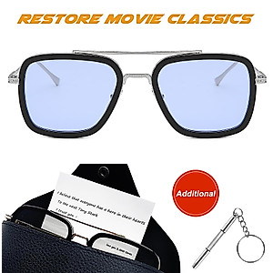 SHEEN KELLY Trendy Square Pilot Sunglasses Men Women Vintage Rectangular Metal Frame Shades Eye Glasses