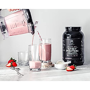 LIVE FIT Whey Protein Isolate Powder,32g of Protein, Collagen, Probiotics, Strawberry Cheesecake,100% Grassfed Whey Protein, Keto Friendly, Sugar-Free, Great for Post-Workout,1.5g Net Carbs