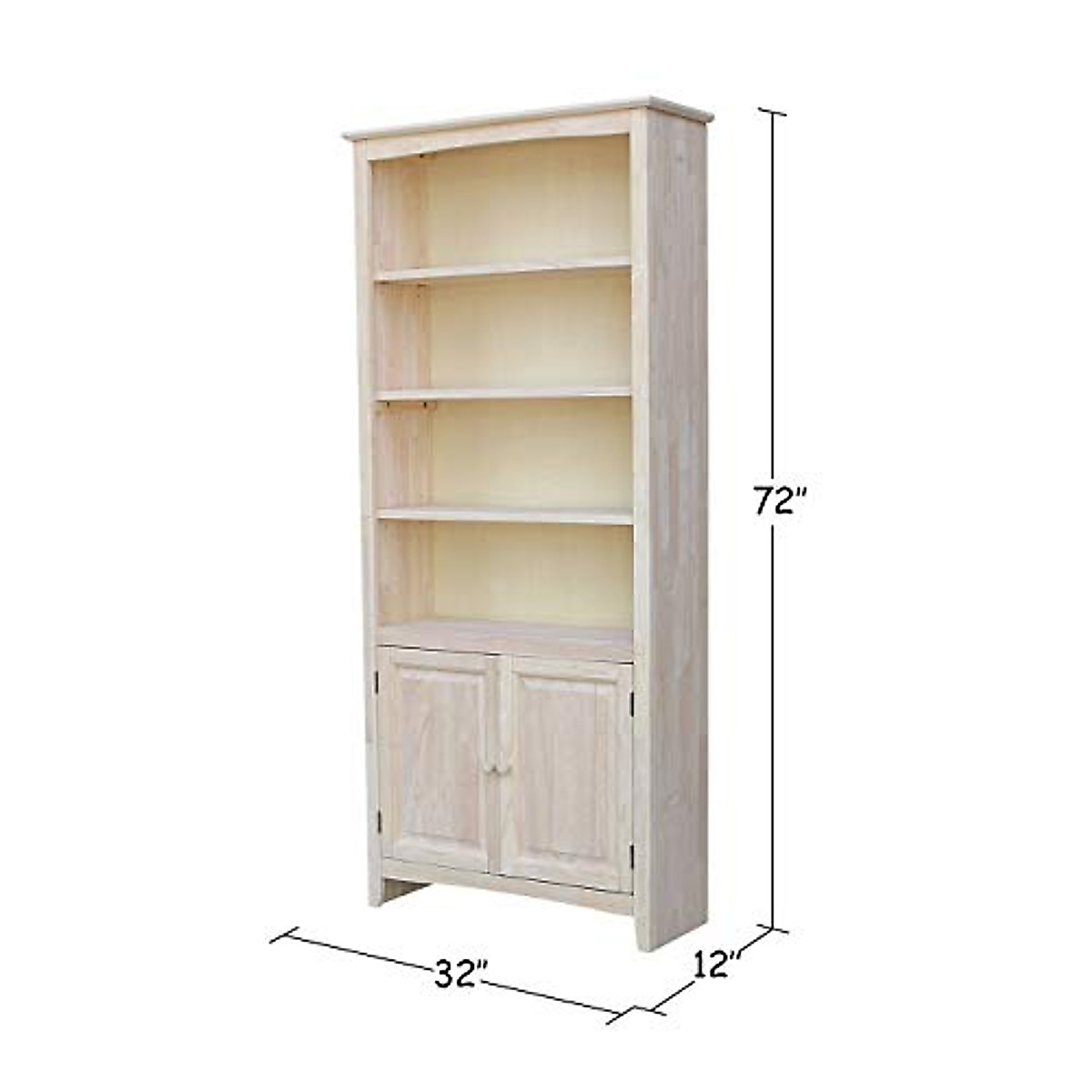 International Concepts Shaker Bookcase-72 H Bookcase, Unfinished