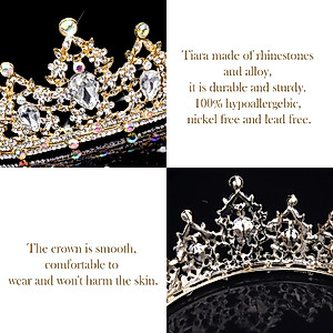 COCIDE Gold Tiaras and Crowns for Women Crystal Headband for Girl Clear Rhinestone Hair Accessories for Bride Wedding Bridal Prom Birthday Party Queen Princess Decorations Halloween Costume Cosplay