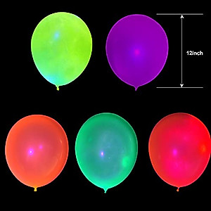 12inch Neon Glow Party Balloons UV Black Light Balloons Glow in the dark Luminous Helium Latex Balloon Birthday Decorations Wedding Glow Party Supplies Blacklight Reactive Fluorescent Balloons (60pcs)