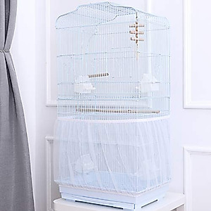 UEETEK Bird Cage Skirt Mesh Bird Cage Seed Catcher Guard Net Cover White Size L