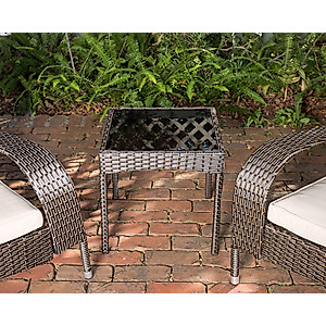 Patio Sense 62966 Coconino Wicker Conversation Set Lightweight & Durable Adirondack Style Chairs All Weather Wicker Includes Khaki Cushions - Mocha