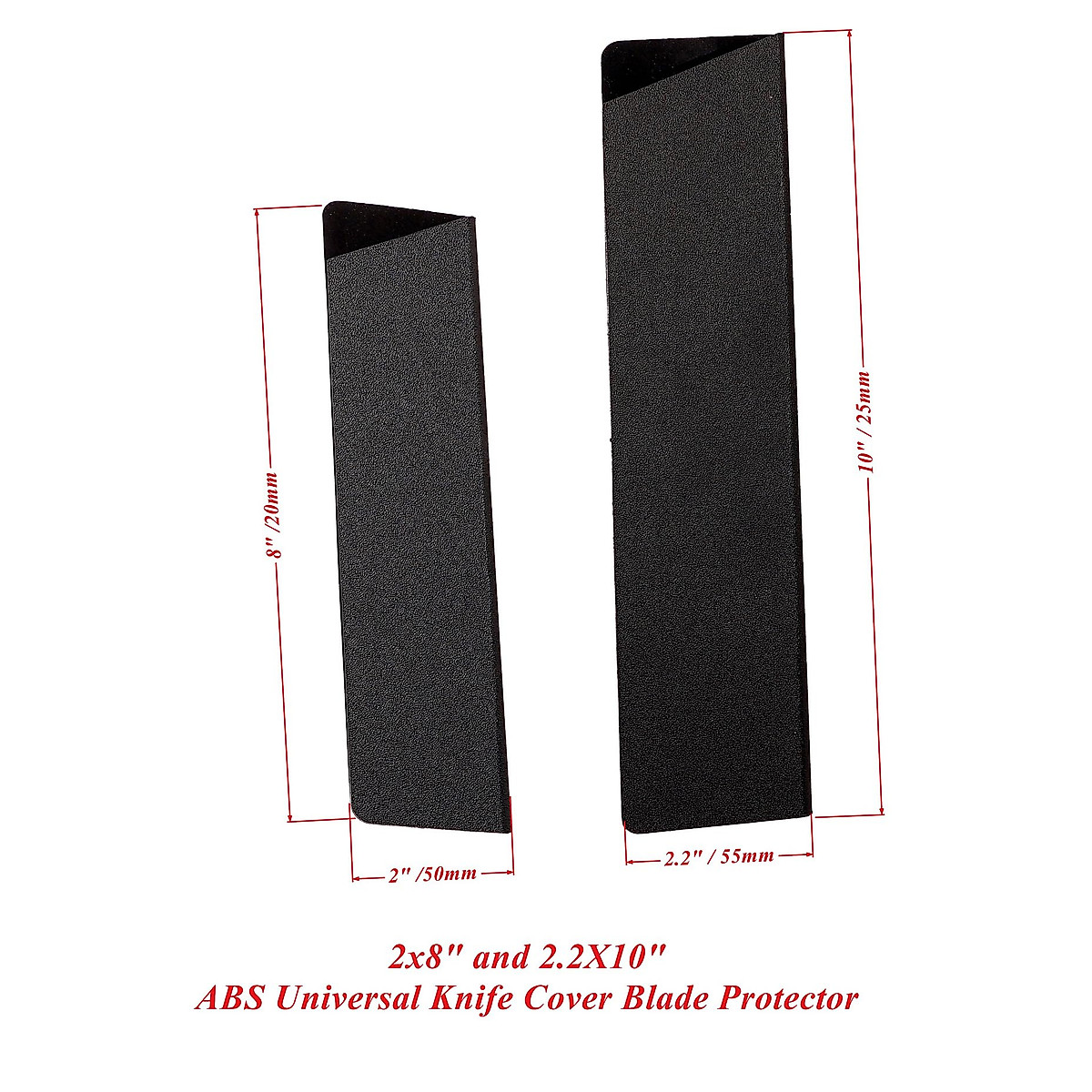 Rwraps 2Pack Knife Guards, 2x8" and 2.2X10" ABS Universal Knife Cover Blade Protector Non-Scratch Felt Lining Chef Knife Sheath