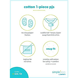 Simple Joys by Carter's Toddler Boys' Snug-Fit Footed Cotton Pajamas, Pack of 3, Green Stripe/Grey Heather/Indigo Wash Dinosaur, 3T