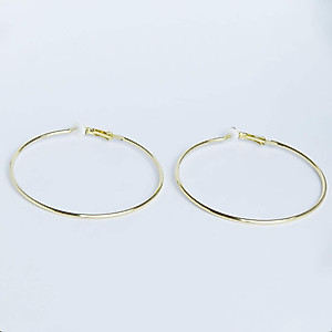 3 Pairs Clip On Earrings 60mm Big Hoop Earrings Set Non Piercing Earrings for Women,Gold Plated Rose gold Silver Hypoallergenic Hoop earrings (60mm-2.36")