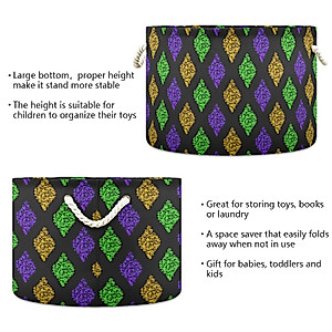 xigua Large Storage Basket Cotton Rope Basket Mardi Gras Geometric Baby Laundry Basket for Blankets Toys Storage Basket Laundry Hamper