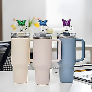 8Pcs Butterfly Straw Covers, Reusable Silicone Straw Covers, Cute Drinking Straw Tips Lids for 7-8 mm Straws, Cup Straw Accessories