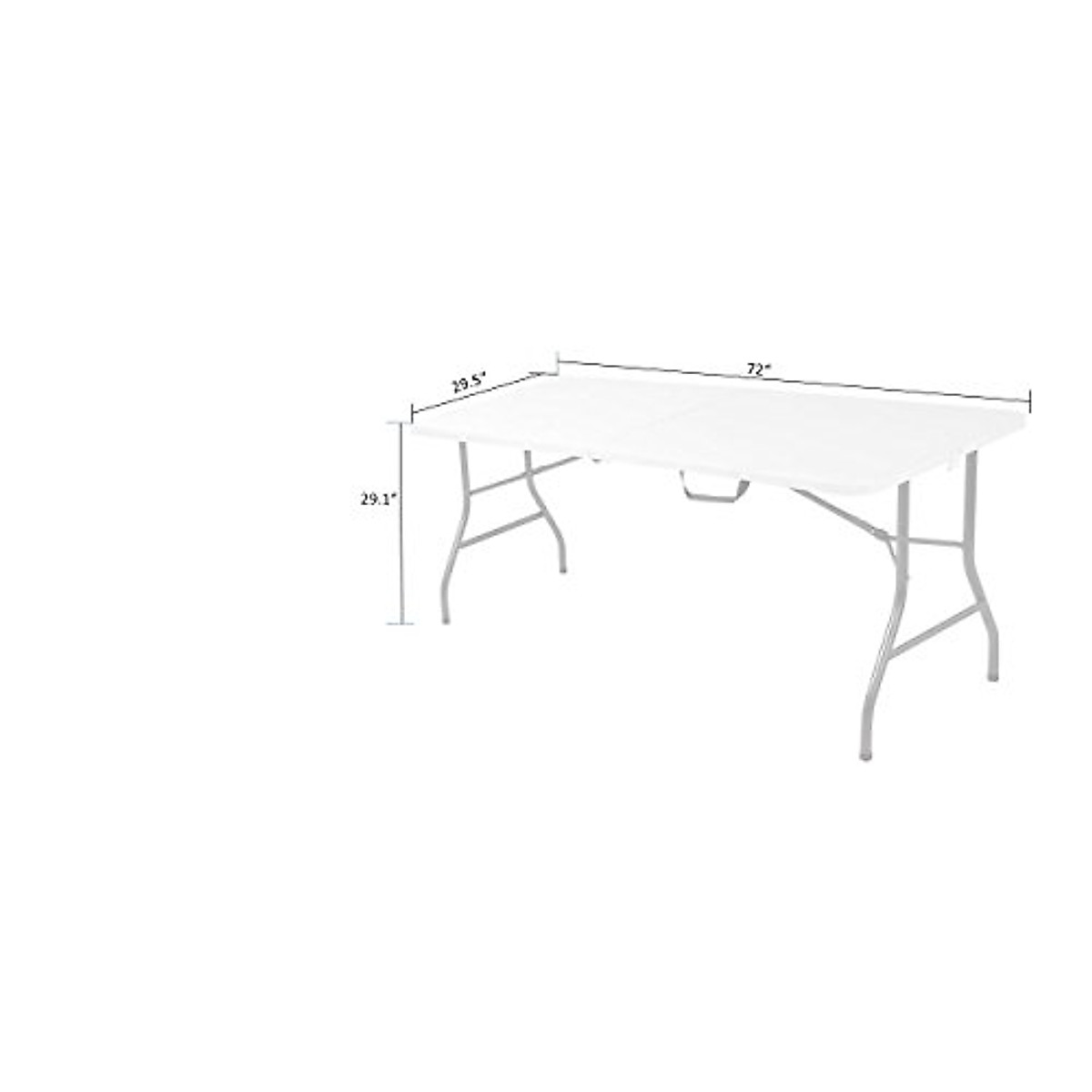 CoscoProducts Deluxe 6 foot x 30 inch Fold-in-Half Blow Molded Folding Table, Black