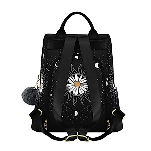 ALAZA Daisy Flower Sun Moon Backpack Purse for Women Anti Theft Fashion Back Pack Shoulder Bag