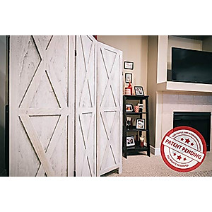Premium Home Room Divider: Room dividers and Folding Privacy Screens, Privacy Screen, Partition Wall dividers for Rooms, Room Separator, Temporary Wall, Folding Screen, Rustic Barnwood (White X)
