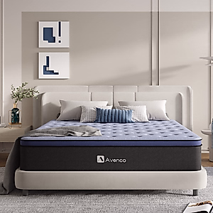 Avenco Queen Mattress, 12 Inch, Bamboo Charcoal Memory Foam, CertiPUR-US, Medium Firm, Pocketed Coil System