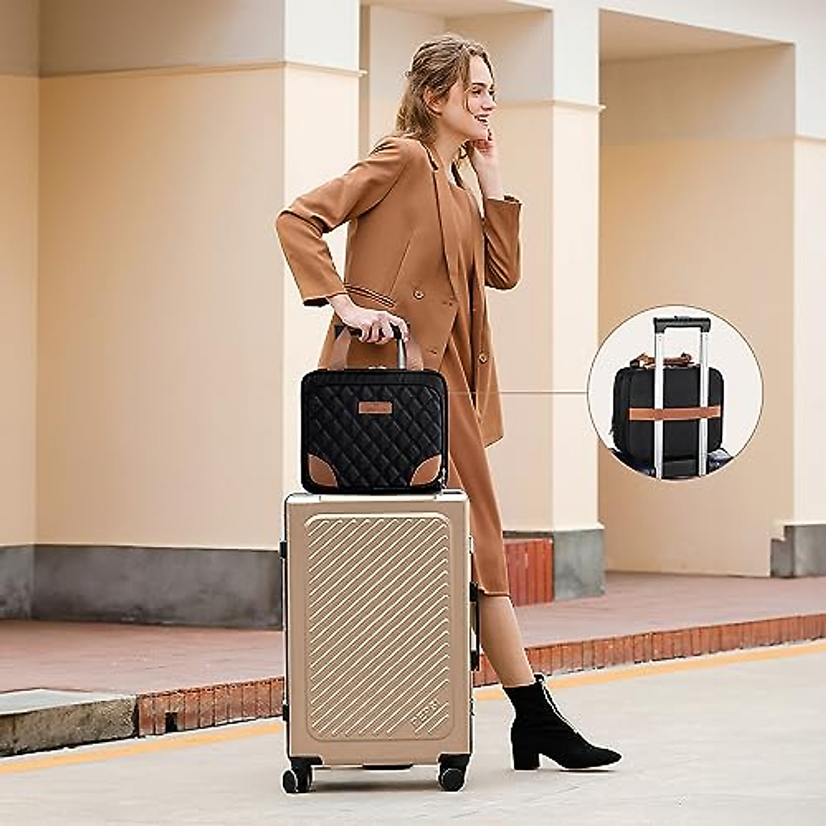 Travel Toiletry Bag for Women with Hanging Hook, Extra Large Travel Makeup Bag Organizer with Detachable Clear Bag, Suitable for Full-Sized Toiletries