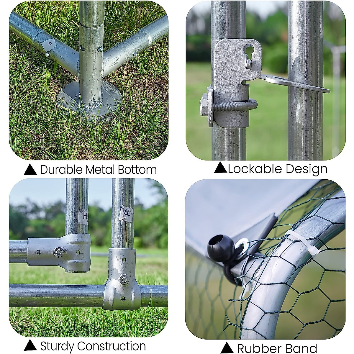 HITTITE 1.26" Tube Chicken Coop Run Large Metal Chicken Coop, Outdoor Walk in Chicken Coop Cage, Heavy Duty Spire Shaped Duck Chicken Hen House Outdoor Chicken Pen with Waterproof & Anti-UV Cover