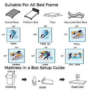 TMEOSK 10 Inch Memory Foam Mattress, Queen Mattress, Green Tea Cooling Gel Infused Mattresses in a Box, Medium Firm, Fiberglass Free, CertiPUR-US Certified, Made in USA (Queen)