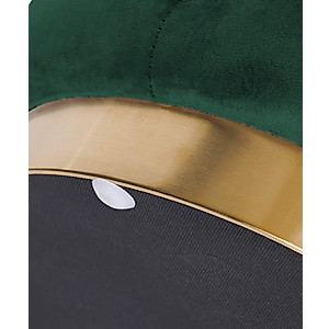 DEERUN Modern Velvet Tufted Button Upholstered Round Storage Ottoman Foot Rest Stool, Vanity Stool, Green