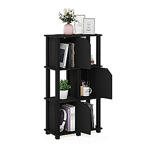 FURINNO Brahms Storage Shelf, 4-Tier, Black Oak/Black