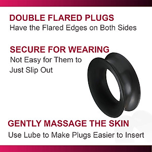 bodyjewellery 15/16 gauge 24mm Black Double Flared Tunnels Ear Plugs SI04 wholesale Lot AFQN Stretching Stretchers Piercing 4Pcs