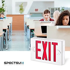 SPECTSUN Led Exit Sign with Battery Backup, Hradwired Red Exit Light LED - 6 Pack, Exit Sign Battery/Business Exit Sign Stencils/Exit Combo Light/Lighted Exit Signs/Emergency Exit Light