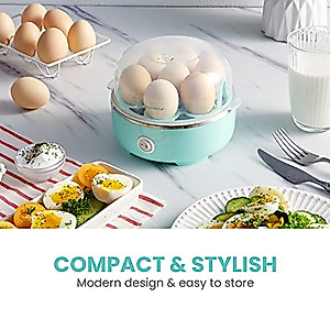 Elite Gourmet EGC115M Easy Egg Cooker Electric 7-Egg Capacity, Soft, Medium, Hard-Boiled Egg Cooker with Auto Shut-Off, Measuring Cup Included, BPA Free, Retro Mint