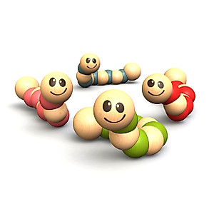 BeginAgain Earthworms - Promote Creative Thinking & Fine Motor Skills - Red, Kids 1 & Up