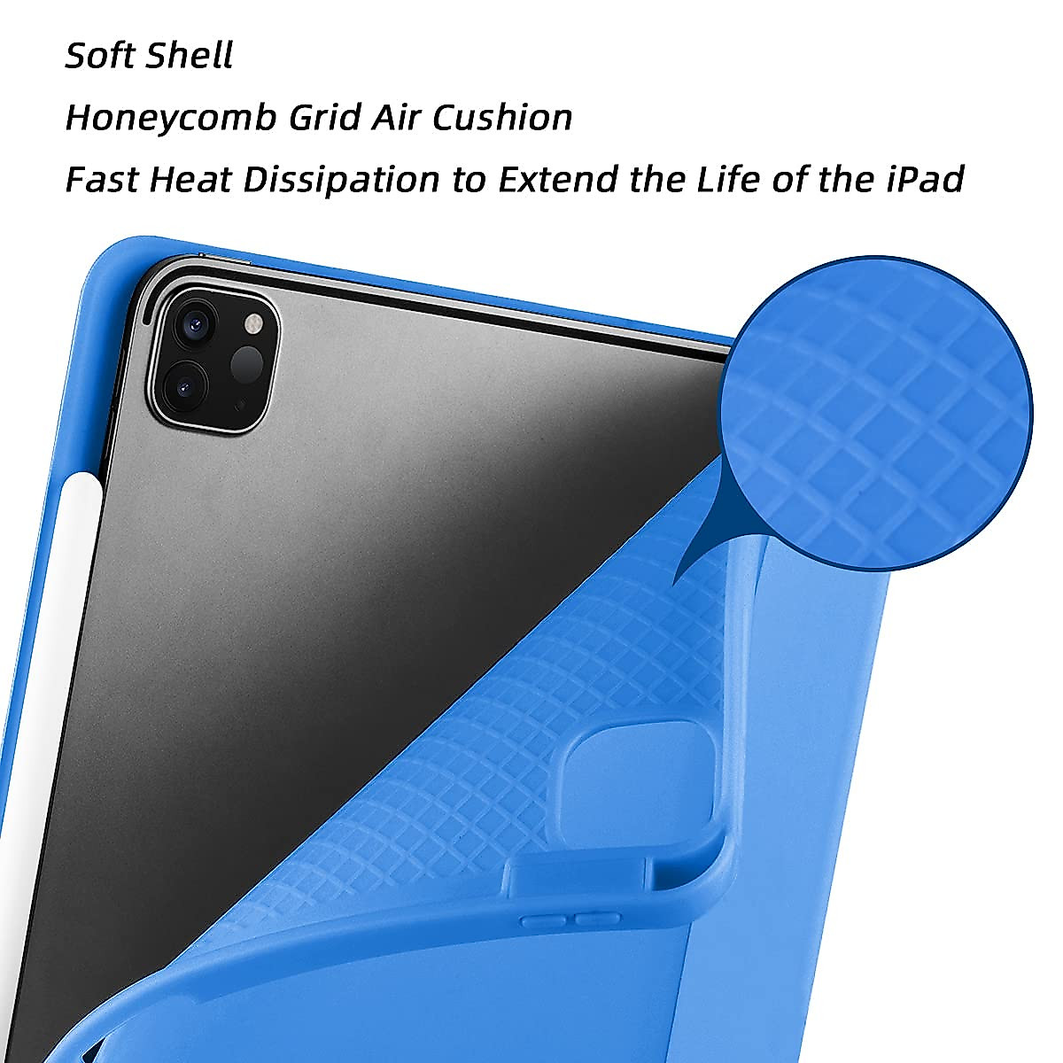 SIWENGDE Case for iPad Pro 11 Inch 4th/3rd/2nd Generation 2022/2021/2020 with Pencil Holder [Support iPad 2nd Pencil Charging] Slim Trifold Stand Smart Protective Cover, Auto Wake/Sleep(Blue)