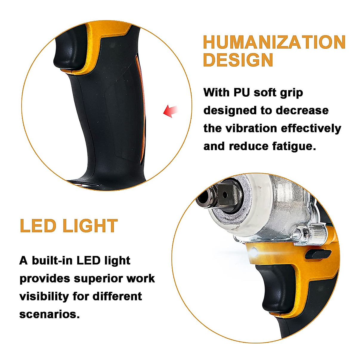 21V Cordless 3 in 1 Impact Wrench Electric Angle Grinder Rotary Hammer Drill 3Pcs Power Tool Combo Kits with 3.0ah Battery & Fast Charger,yellow