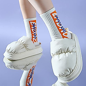 SRINBNIG Womens Winter Warm Cozy House Fur Slippers Slip On Bedroom Shoes Memory Foam Lamb Indoor Ourdoor Non Skid Rubber Whit 38/39