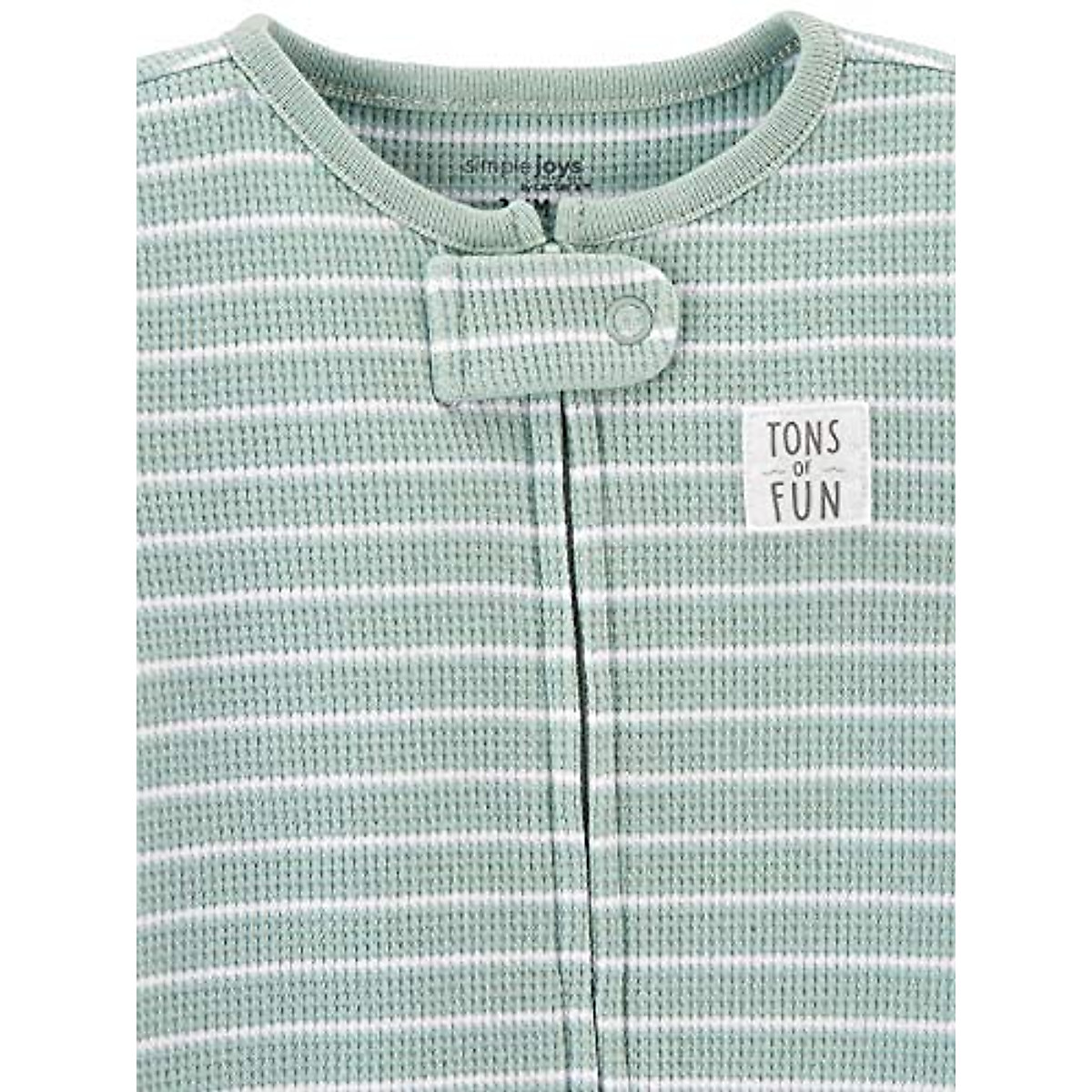 Simple Joys by Carter's Baby 2-Way Zip Thermal Footed Sleep and Play, Pack of 2, Mint Green Stripe/White Avocados, Newborn