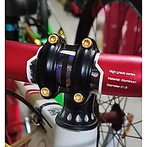 M5x18mm Stem Bolts Titanium Plating Stainless Ti Allen Hex Tapered Head Bolt with Washers Screw for Bicycle Stem Parts Pack of 6(Gold)