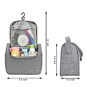 Homthumb Hanging Toiletry Bag for Women and Men,Water-resistant Travel Cosmetic Makeup Organizer Bag for Bathroom Shower,Grey