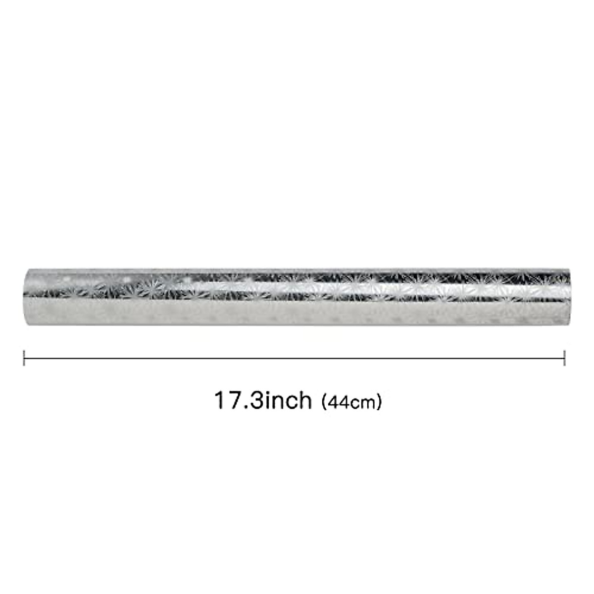 LeZakaa Silver Holographic Wrapping Paper - Mini Roll - Firework Print for Birthday, Wedding Shower, Holiday - 17.32 inches x 32.8 Feet (47.23 sq.ft.)