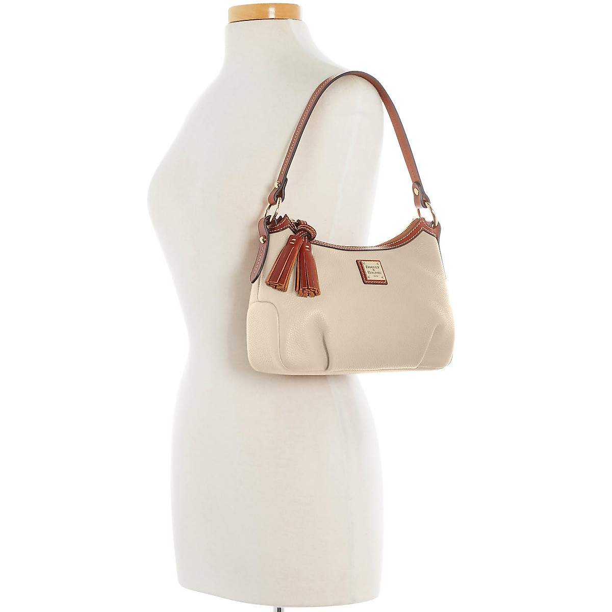 Dooney & Bourke Handbag, Pebble Grain Pouchette Shoulder Bag - Bone