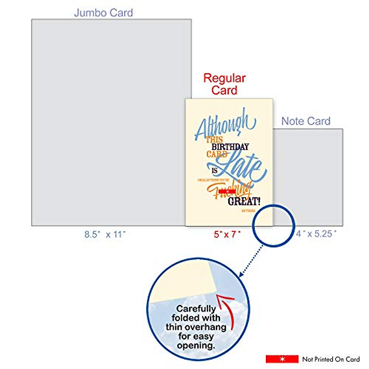 NobleWorks - 1 Funny Birthday Greeting Card - Sassy Bday Card, Stationery Humor - Late Card C7348BEG