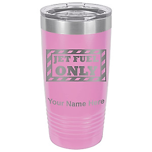 LaserGram 20oz Vacuum Insulated Tumbler Mug, Jet Fuel Only, Personalized Engraving Included (Light Purple)