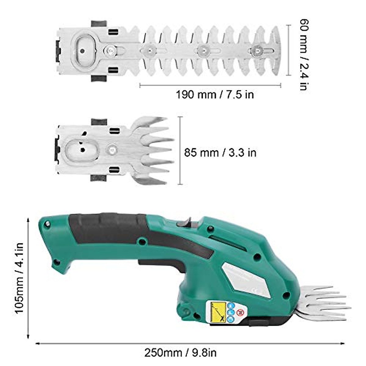 Grass Shear Hedge Trimmer 2 in 1 Electric Pruning Shears Hedge Pruning Shears Shrubbery Trimmer Electric Pruner Grass Shears 7.2V Li-Ion Cordless Garden Accessory EU AC100-240V